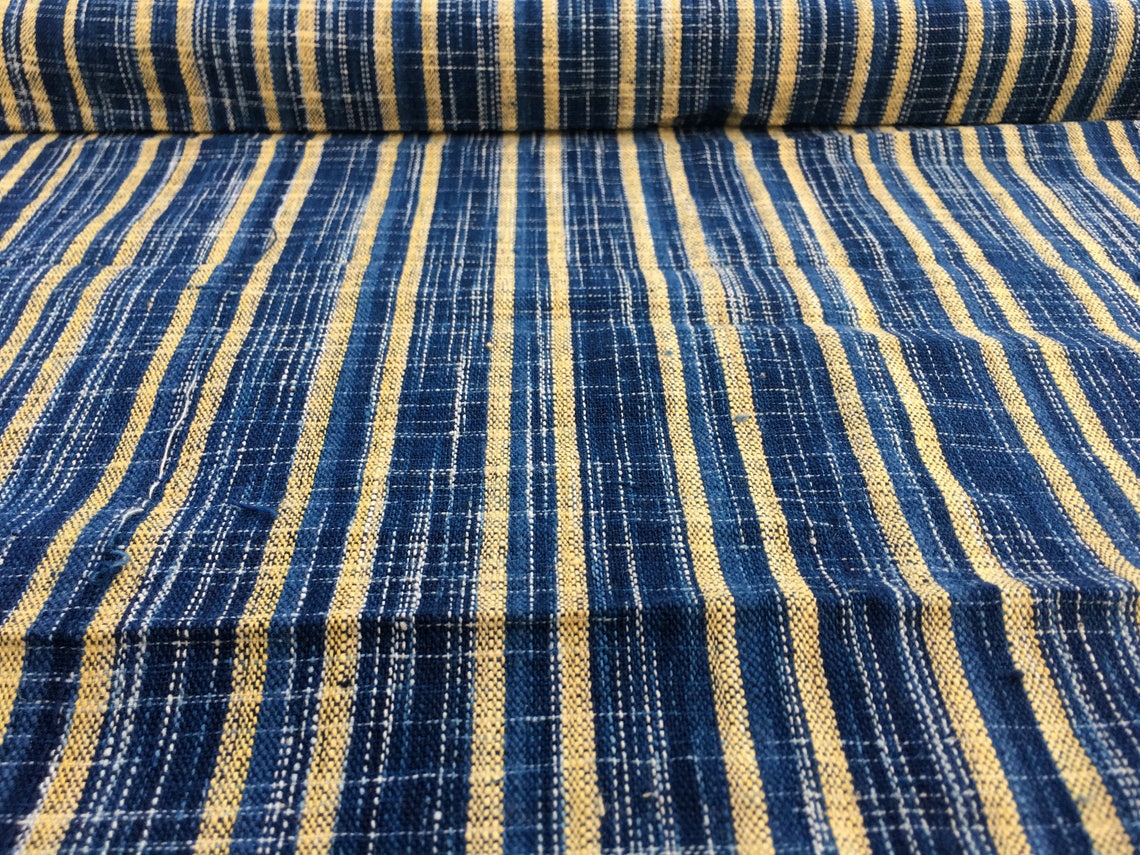 Natural Indigo Yellow Hand woven Cotton Fabric Shibori | Etsy