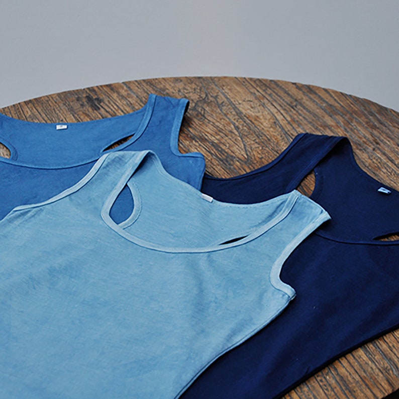 Indigo Blue Cotton Women Tank Top Shibori Tie Dye Natural - Etsy