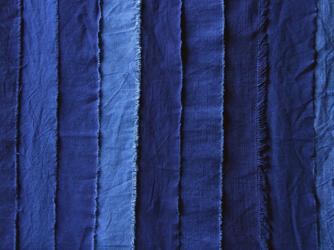 Plant Dyes Indigo Blue Many Small Linen Fabric - A Set of 15 Tie Dyed ...