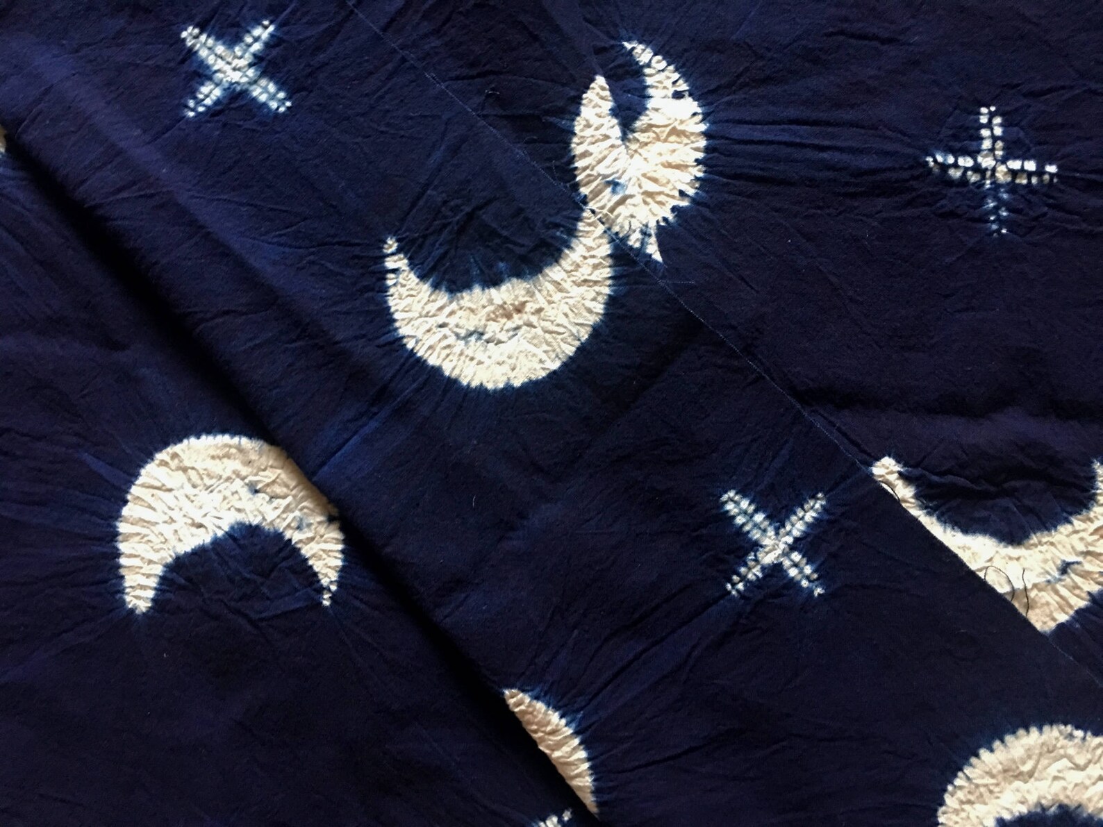 Moon Indigo Blue Cross Cotton Fabric Tie Dyed Blue Cloth | Etsy