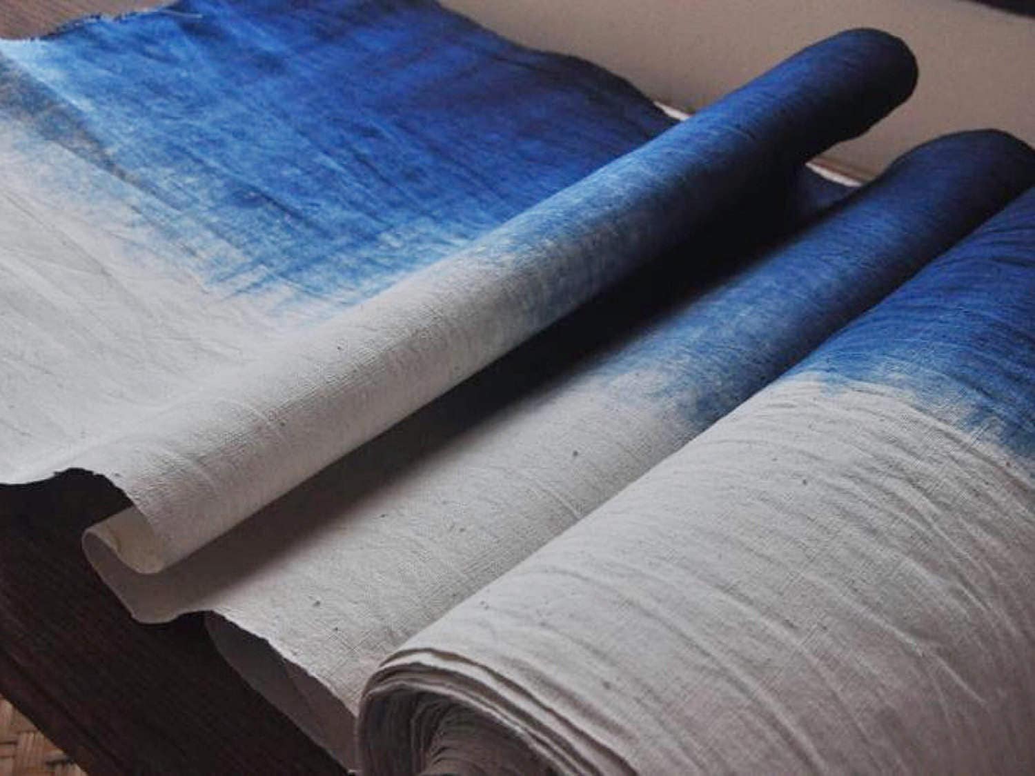 Gradient Plant Dyes Indigo Blue Fabric Shibori Dyed Hand - Etsy
