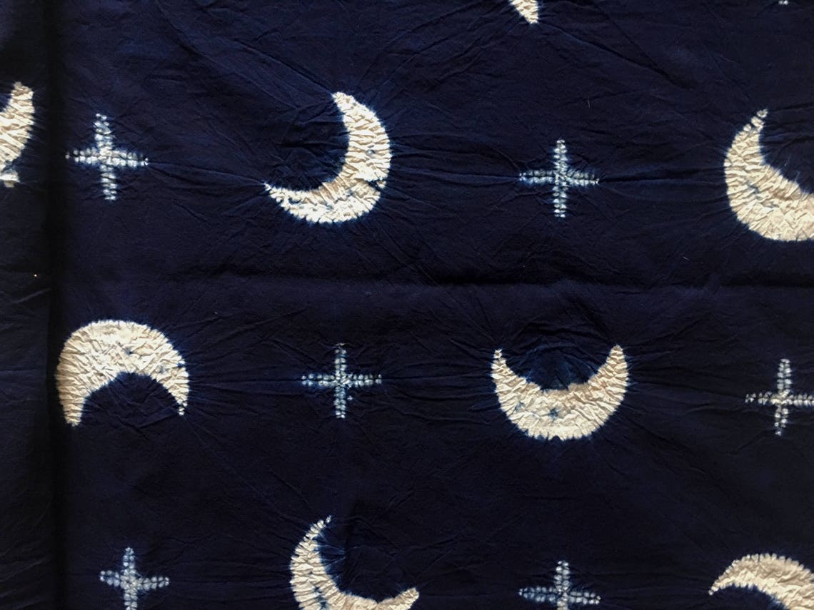 Moon Indigo Blue Cross Cotton Fabric Tie Dyed Blue Cloth | Etsy