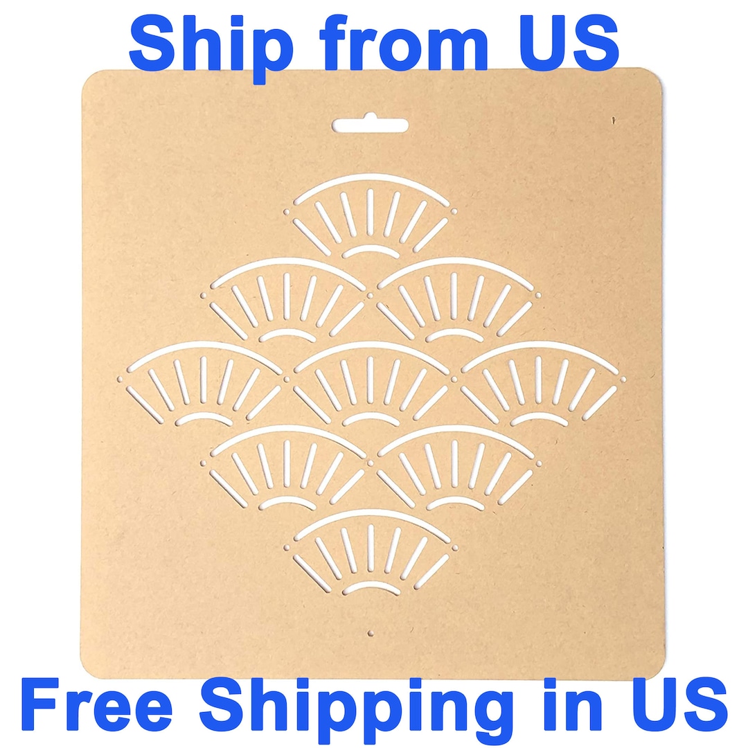 Sashiko Stencils by Acrylic | Fan-shaped - Sashiko Embroidery Pattern ...
