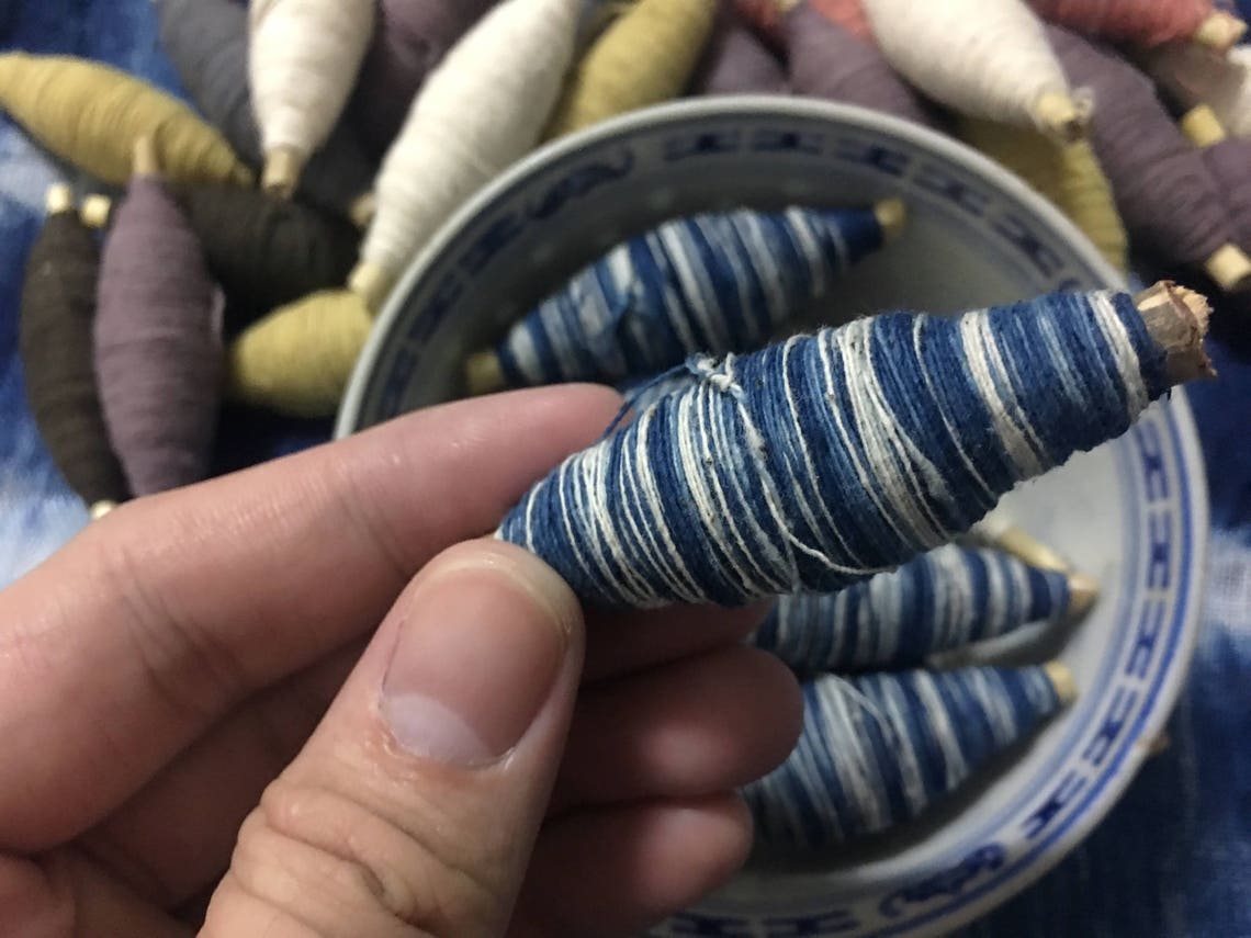 Variegated Indigo Cotton Sashiko Threads - Shibori Blue Dyed Thread ...