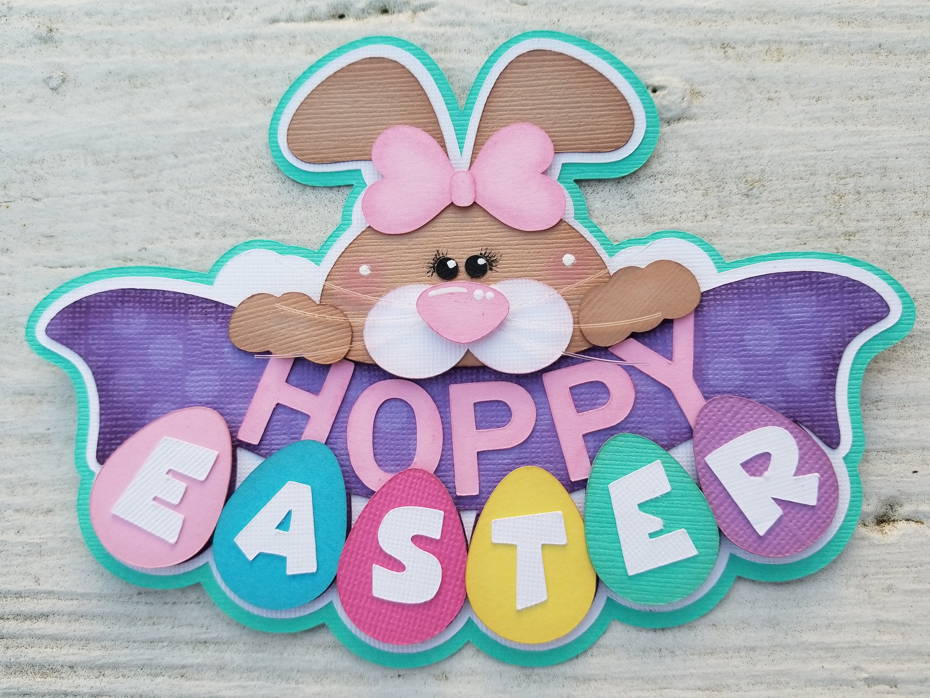 Hoppy Easter Title Bunny Eggs Premade Paper Piecing Scrapbook ...
