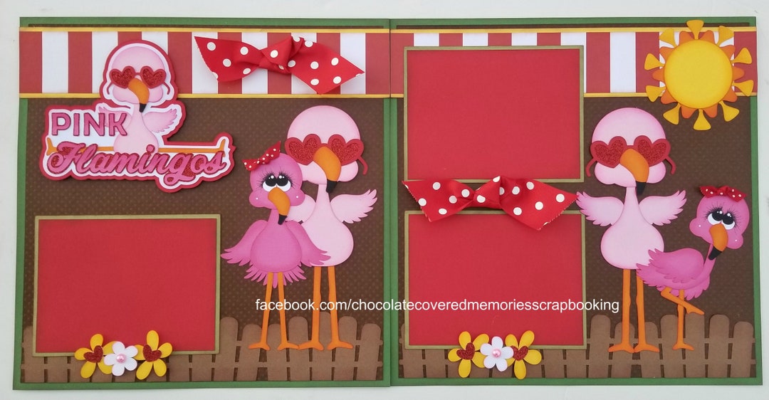 Pink Flamingos Layout 12x12 Premade Scrapbook Layout Paper Piecing ...