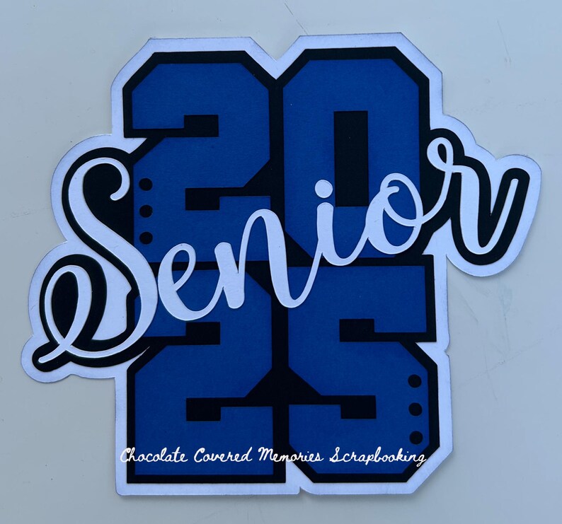 Senior 2025 Graduation Title Royal Blue Black White Premade Paper ...