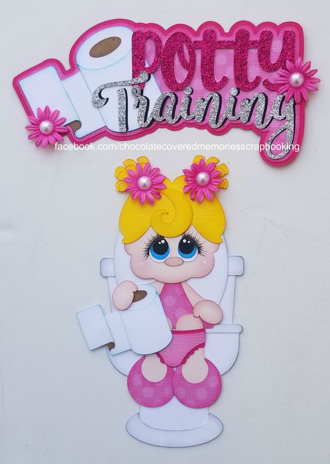 Potty Training Title and Girl With Toilet Paper Premade Paper Piecings ...