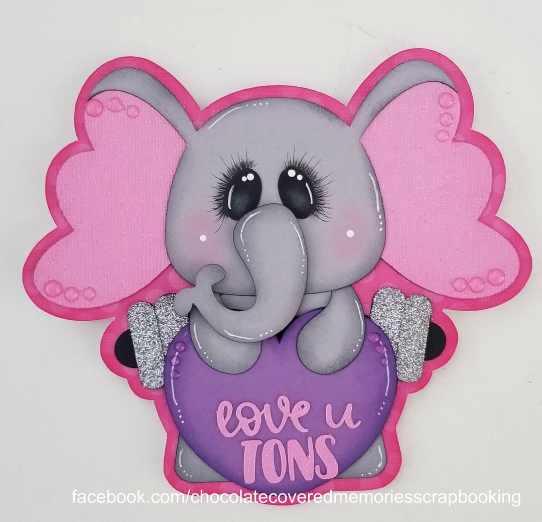 Valentine Elephant Love You Tons Premade Paper Piecing Scrapbook ...
