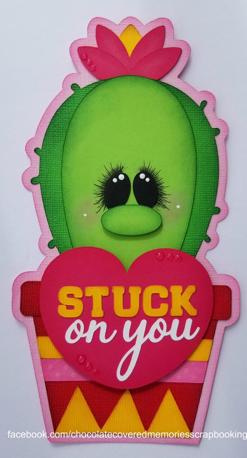 Valentine Cactus Stuck on You Premade Paper Piecing Scrapbook ...