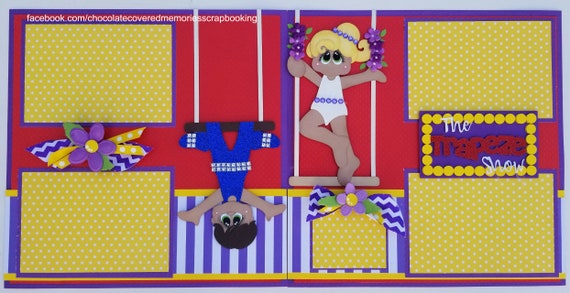 Circus Trapeze 2 Page Premade 12x12 Paper Piecing Scrapbook | Etsy