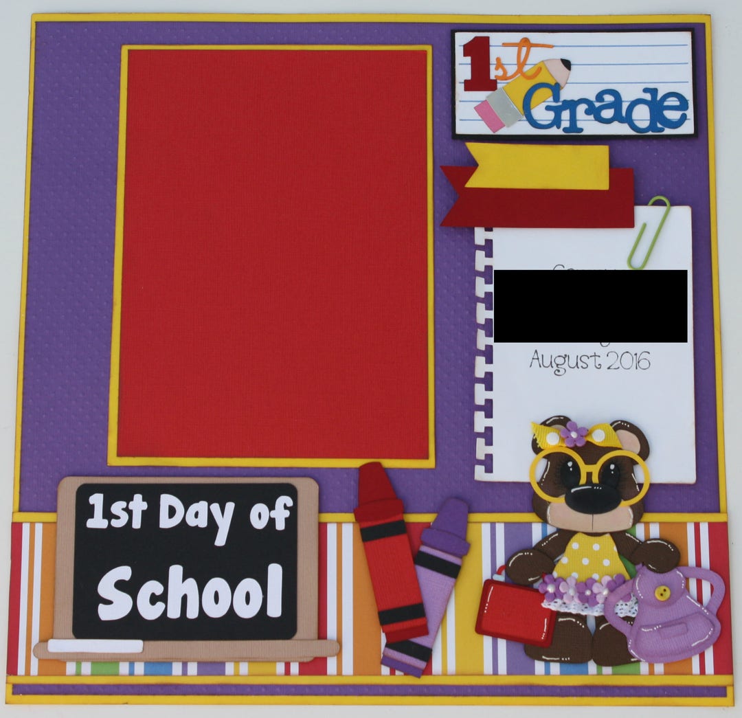 1st Day of School 1st Grade 1 Premade Scrapbook Page Paper Piecing for ...