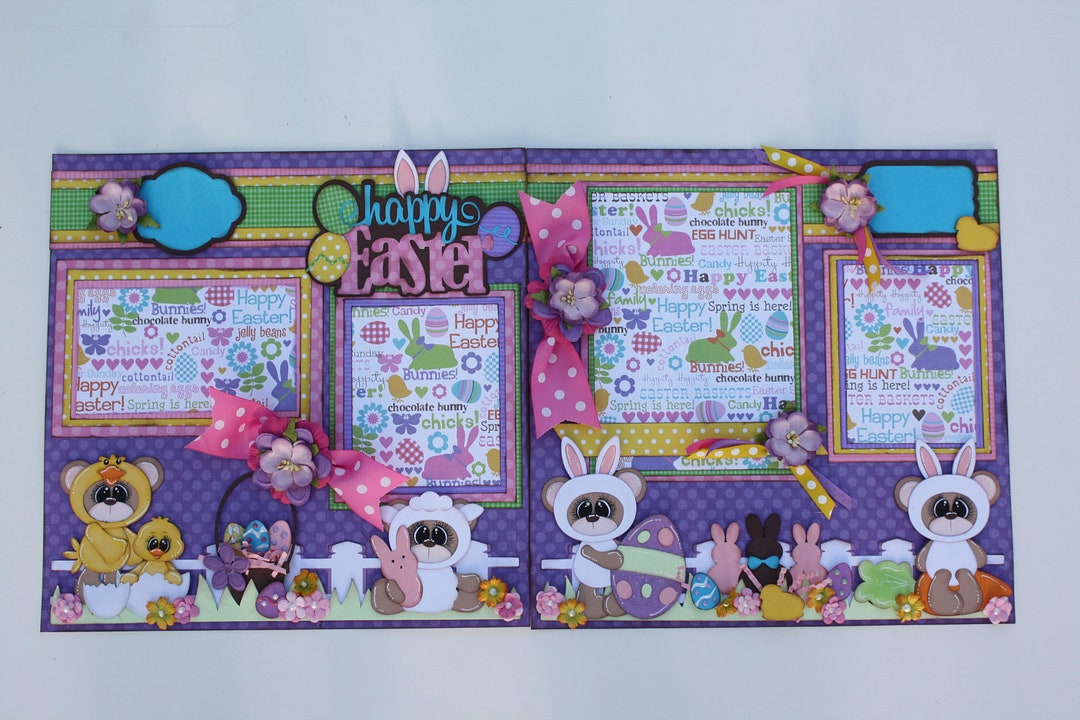 HAPPY EASTER 2 Premade Scrapbook Pages Layout 12x12 Paper Piecing ...