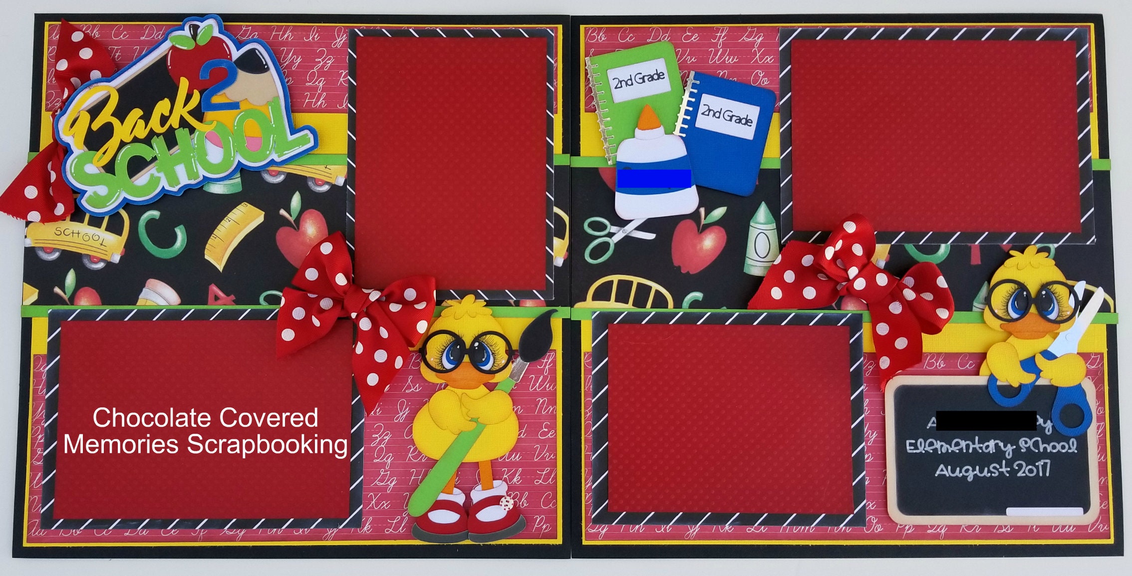 Back to School 12x12 Premade Two Page Scrapbook Layout Scrapbooking ...