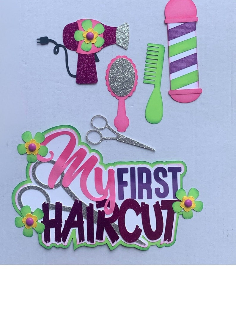 My First Haircut Girl Blow Dryer Title and Premade Paper Piecing ...