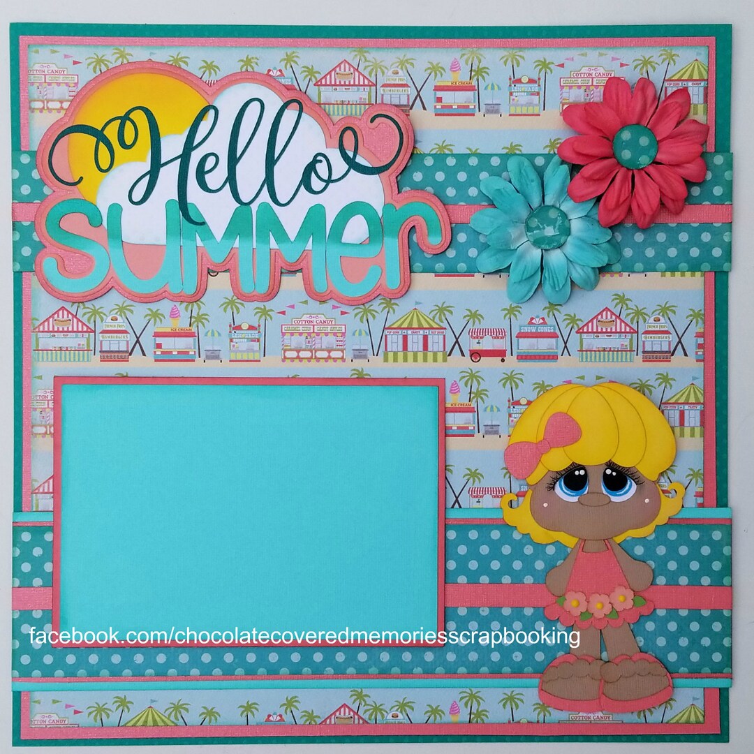 Hello Summer Girl Beach Premade Scrapbook Page Paper Piecing - Etsy