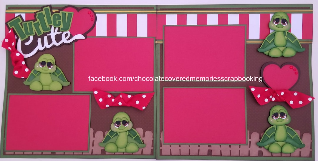 Turtley Cute Turtle Layout 12x12 Premade Scrapbook Layout Paper Piecing ...