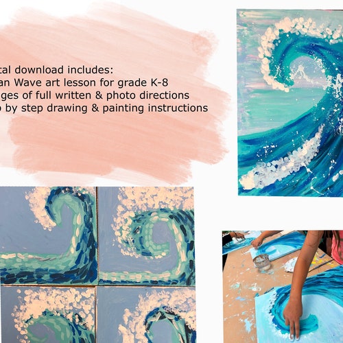 OCEAN WAVE Painting Art Lesson by Art Teacher in LA Art - Etsy