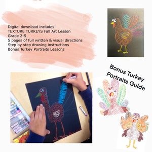 TEXTURE TURKEYS Fall Art Lesson by Art Teacher in LA- Art Lesson Plans ...