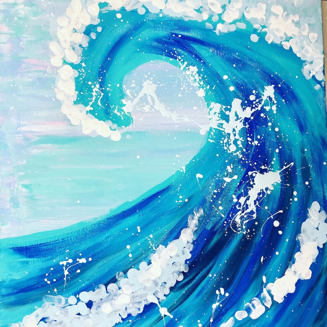 OCEAN WAVE Painting Art Lesson by Art Teacher in LA Art | Etsy UK