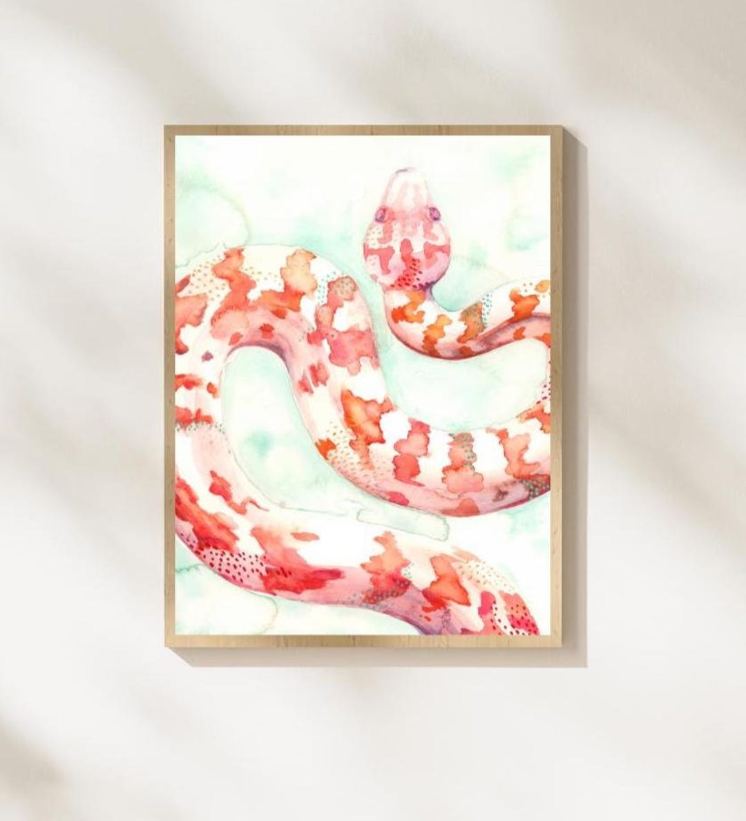 Watercolor Orange and Red Snake Digital Download Wall Art – Instant ...