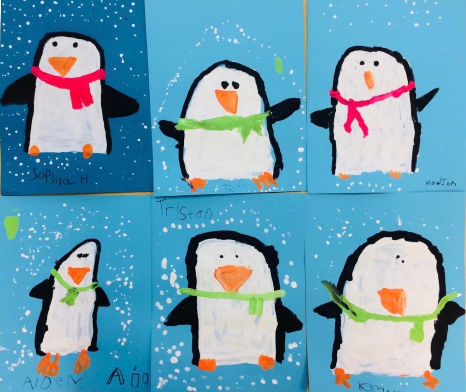 PAINTED PENGUINS Winter Art Lesson by Art Teacher in LA Art Lesson ...