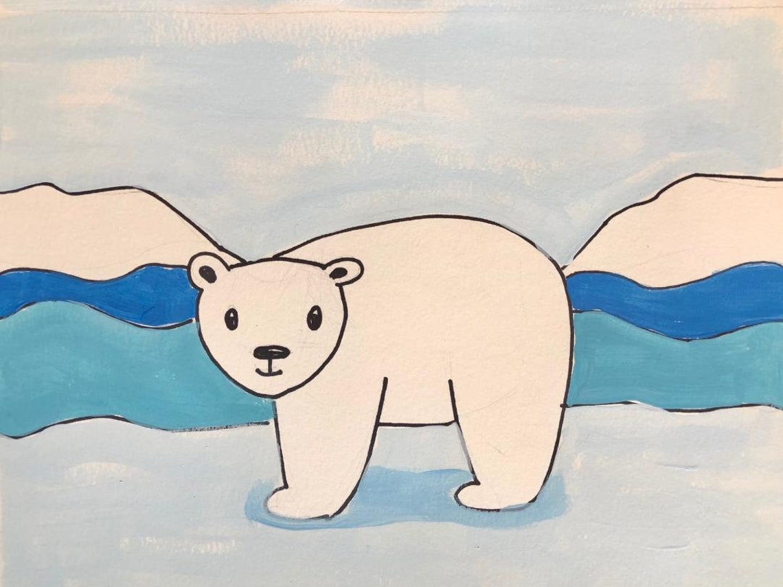 POLAR BEAR Paintings Winter Art Lesson by Art Teacher in LA | Etsy