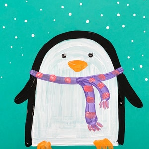 PAINTED PENGUINS Winter Art Lesson by Art Teacher in LA- Art Lesson ...