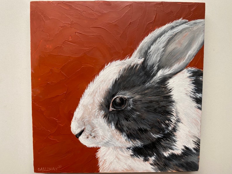 Bunny Painting 1 Original Oil Painting on 8x8 Wood Panel. - Etsy