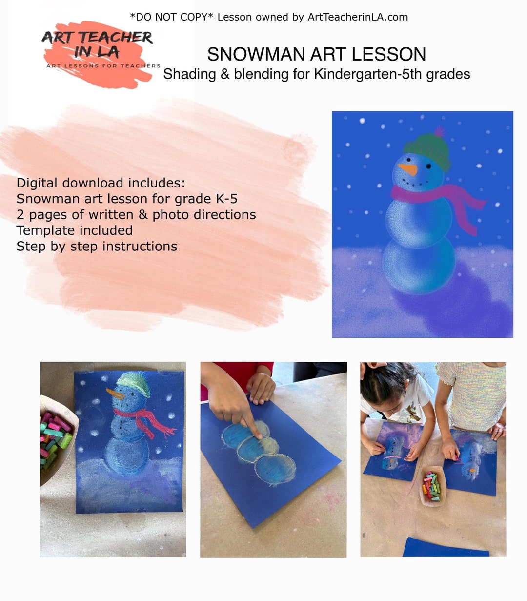 SNOWMAN Art Lesson- Blending & Shading With Bonus Lessons by Art ...