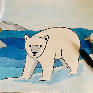 POLAR BEAR Paintings Winter Art Lesson by Art Teacher in LA- Art Lesson ...