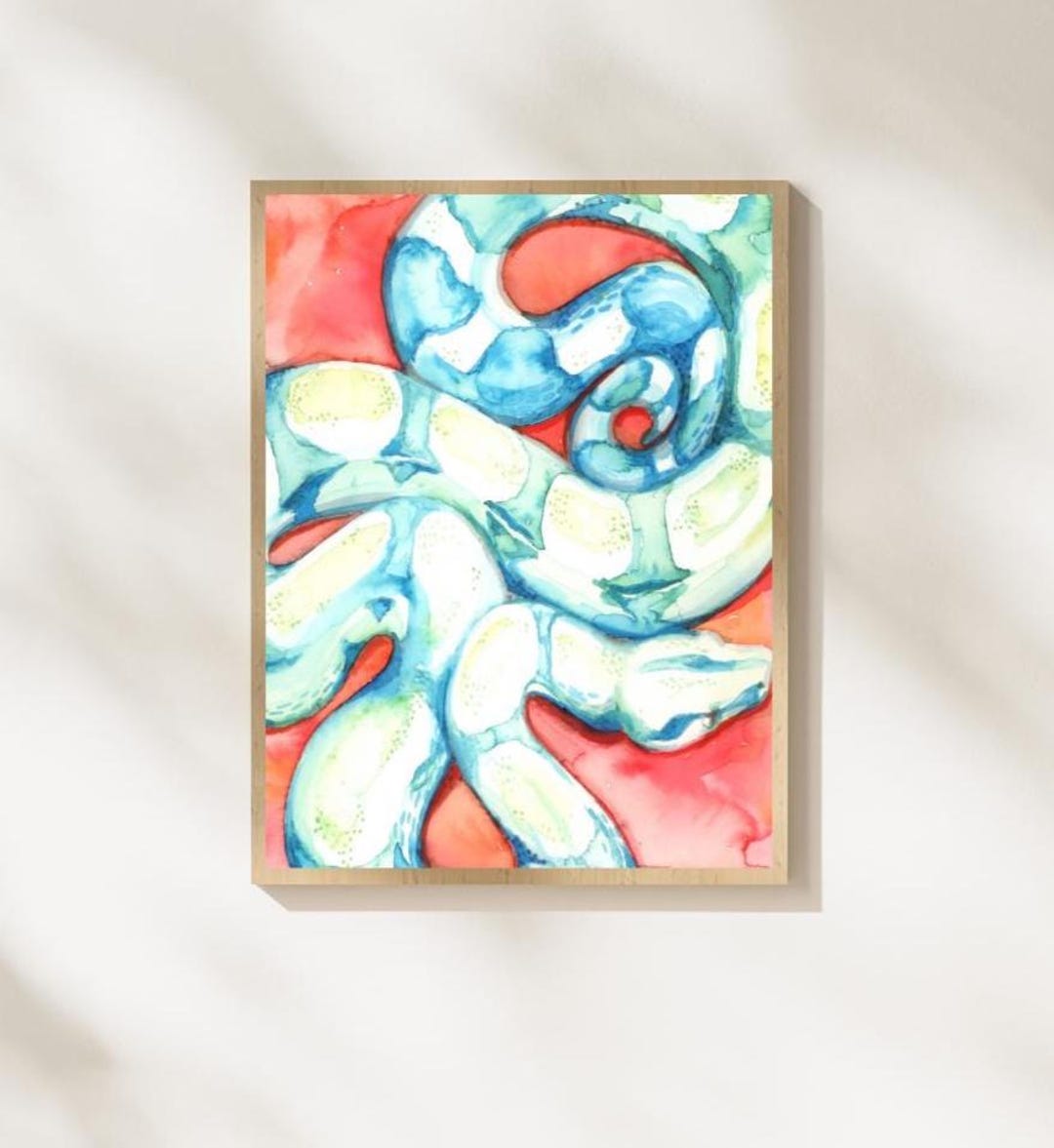Watercolor Blue and Green Snake Digital Download Wall Art – Instant ...