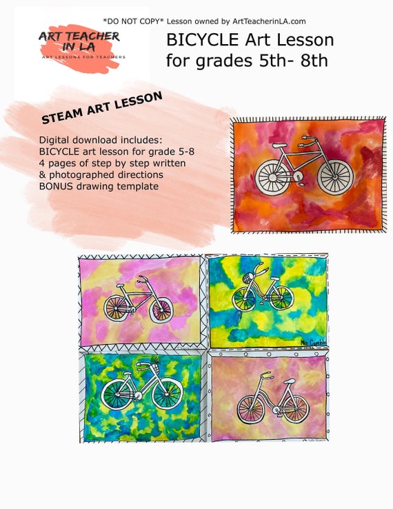 BICYCLE STEAM Art Grade 5-8 Art Lesson by Art Teacher in LA - Etsy