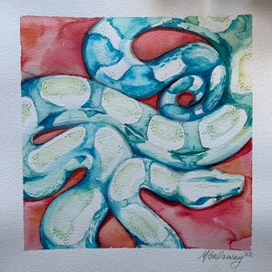 Watercolor Blue and Green Snake Digital Download Wall Art – Instant ...