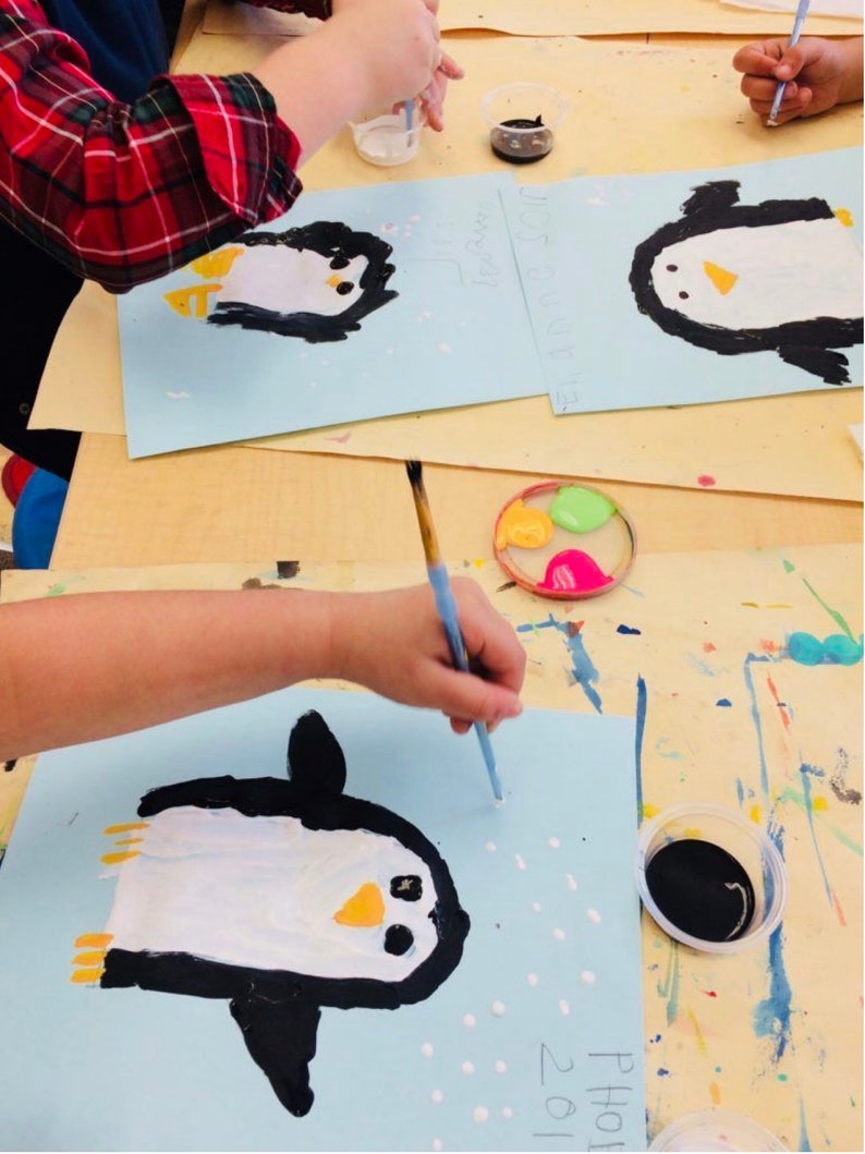 PAINTED PENGUINS Winter Art Lesson by Art Teacher in LA Art | Etsy