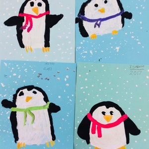 PAINTED PENGUINS Winter Art Lesson by Art Teacher in LA- Art Lesson ...