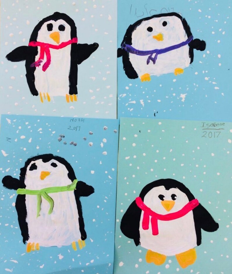 PAINTED PENGUINS Winter Art Lesson by Art Teacher in LA Art - Etsy