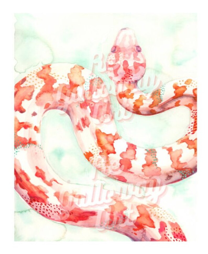 Watercolor Orange and Red Snake Digital Download Wall Art – Instant ...