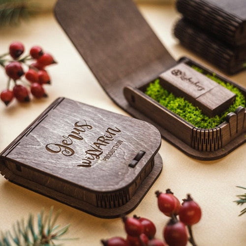 Wooden USB Box With Engraved Flash Drive optional Wedding - Etsy