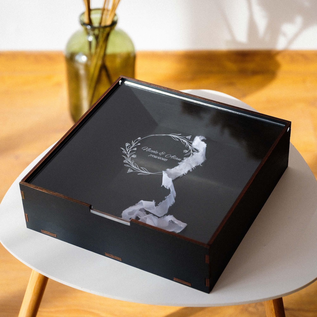 12x12 Wedding Photo Album Box With Personalized Acrylic Lid - Etsy