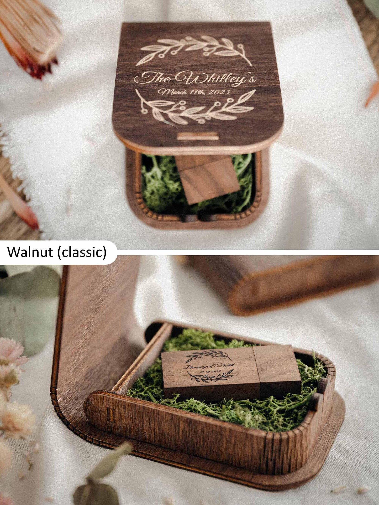 10-pack | Personalized Wooden USB Box With Optional USB 3.0 Flash Drive ...