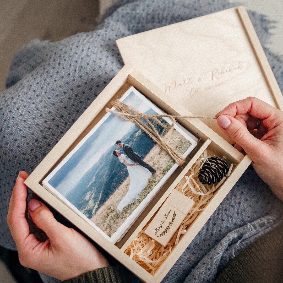 Personalized Wooden Photo Keepsake Box, 4x6, With USB Option - Etsy