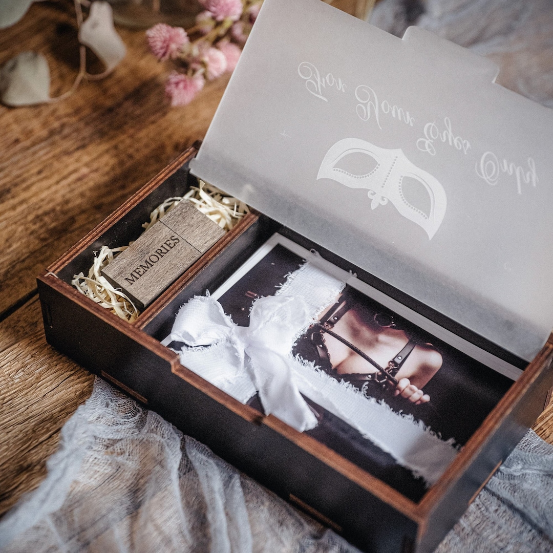 4x6 Boudoir Photo Box, Romantic Gift Box for Him, Wooden Photo Box ...