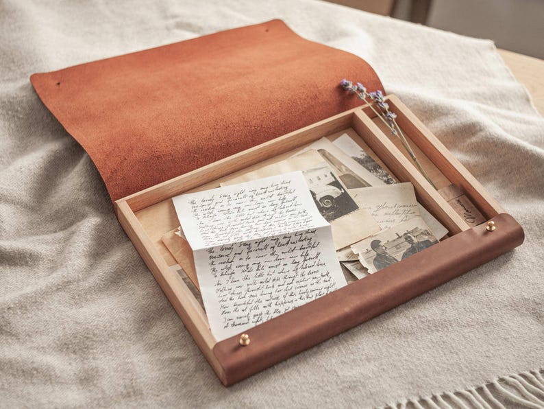 Leather Keepsake Box for 8.5x11 in Letters, Personalized Love Letter ...