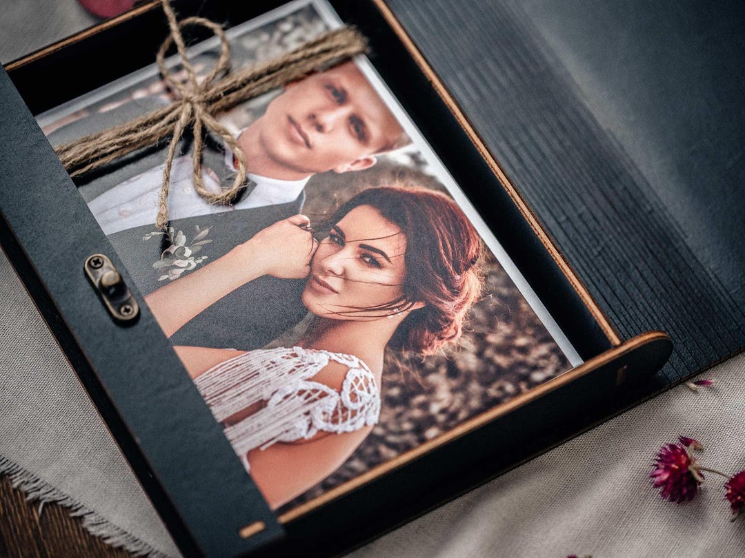 4x6 Wood Photo Box for Prints, Wedding Keepsake Gift for Couples ...