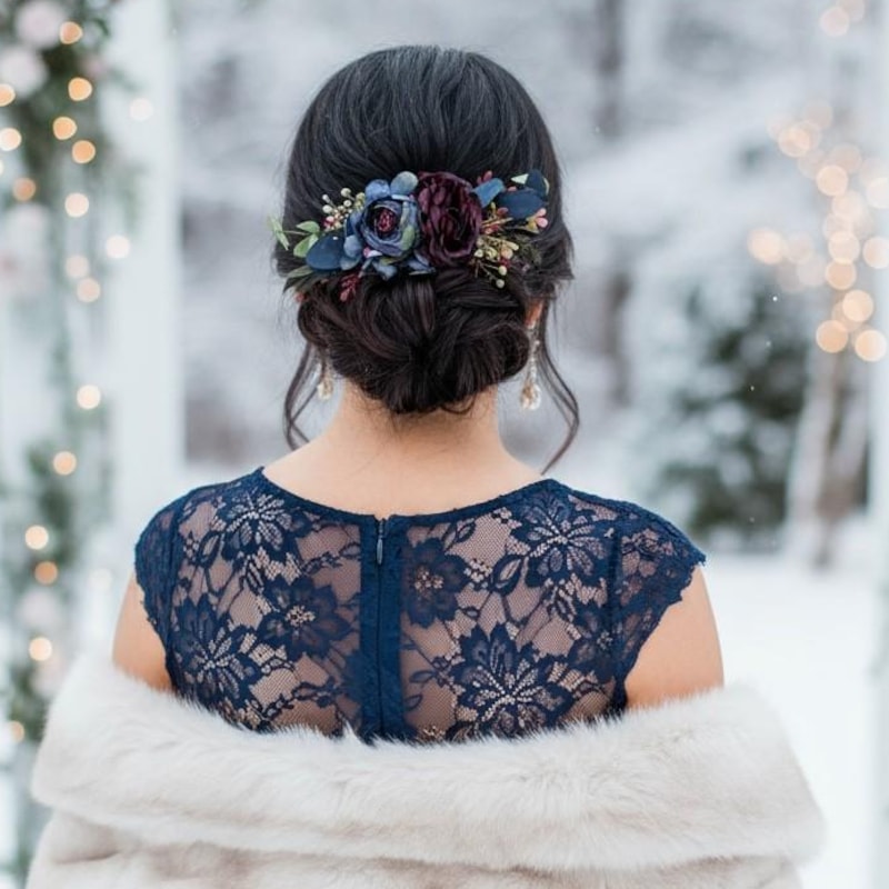 Blue Red Bridal Hair Comb - Etsy