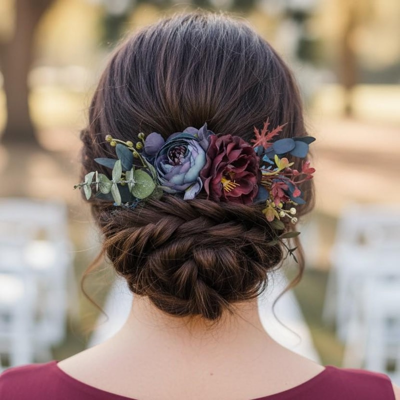 Dark Red Flower for Hair - Etsy