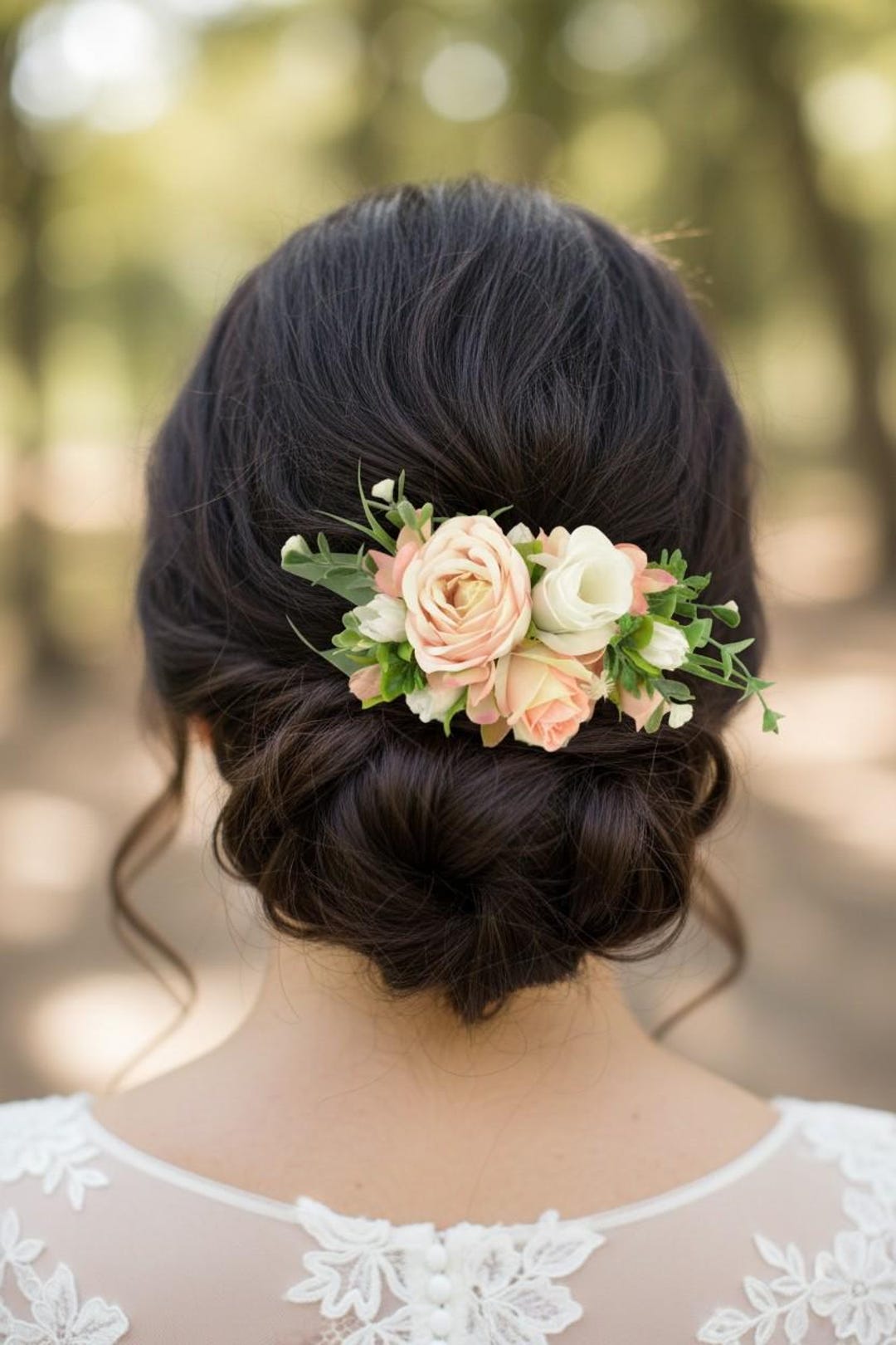 Flower Comb Pink White Rustic Wedding Head Piece Blush Rose Bridal Hair ...
