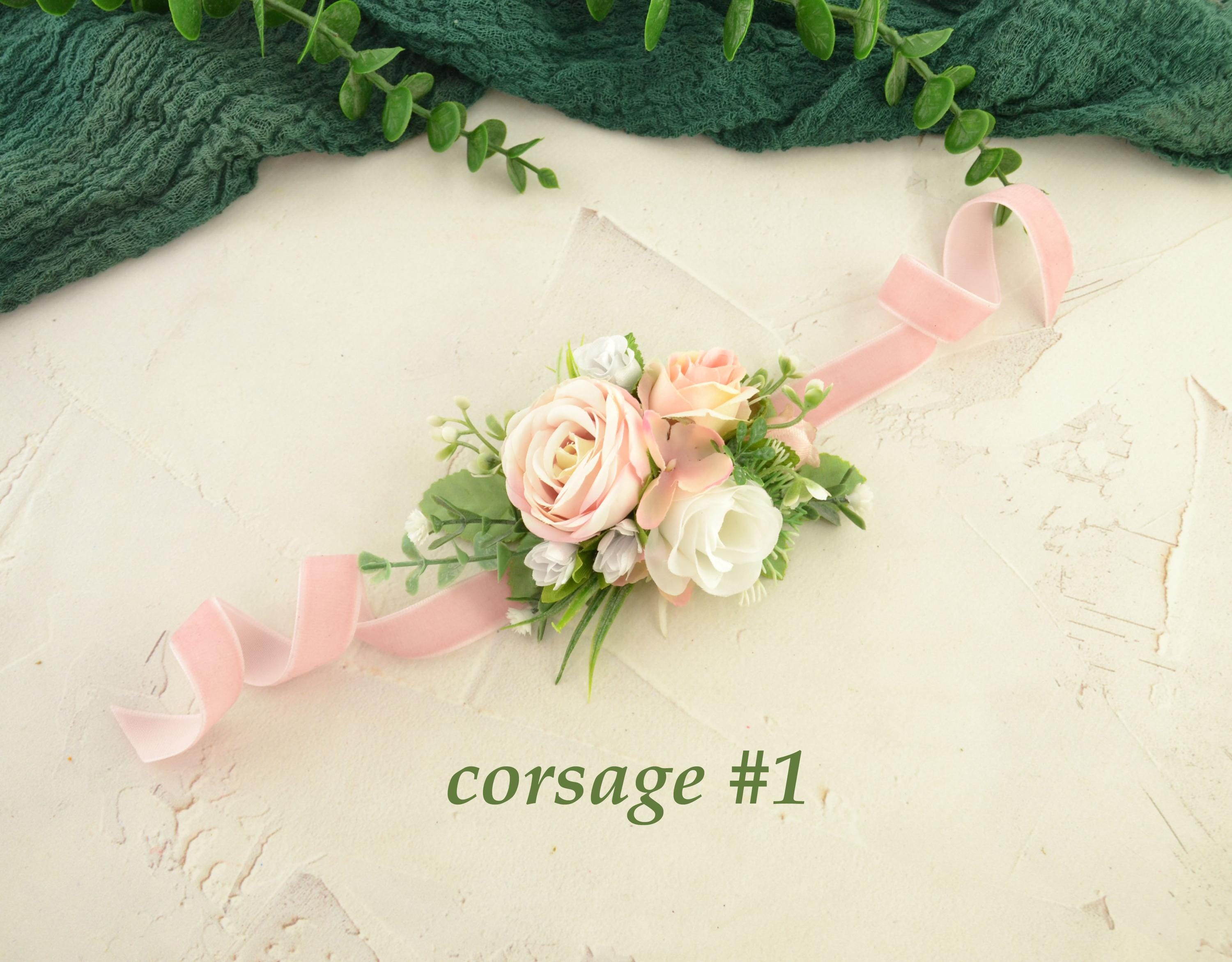 Prom Corsage and Boutonniere Blush Pink White Prom Buttonhole for Man ...