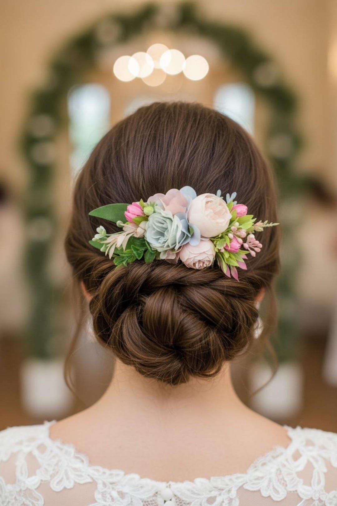 Blush Pink Flower Hair Comb Bridal Wedding Hairpiece With Light Blue ...